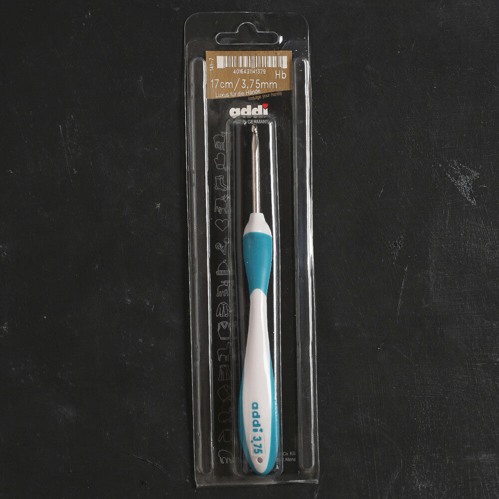 Addi Swing Maxi 3.75 mm 17 cm Ergonomic Crochet Hook, Turquoise - 141-