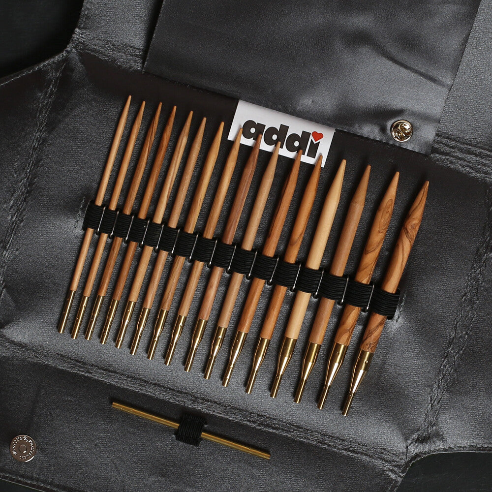 Addi Click Nature Olive Wood Interchangeable Circular Knitting Needle