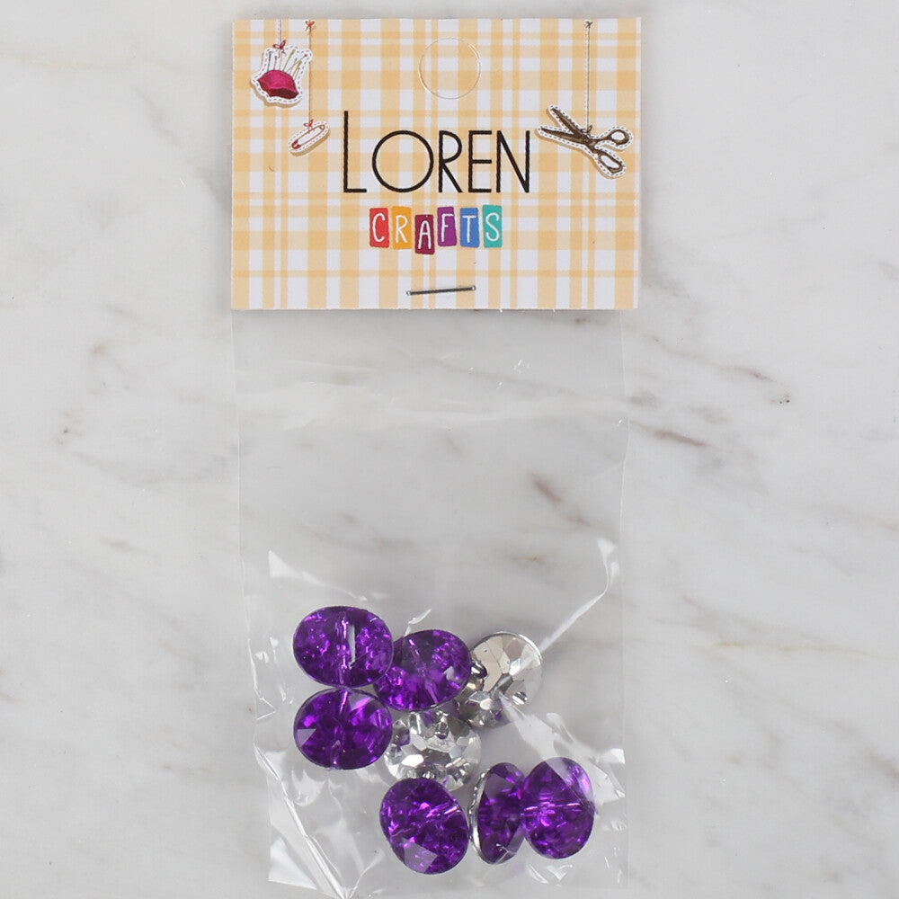 Loren Crafts 8 Pack Shiny Button, Purple - 236