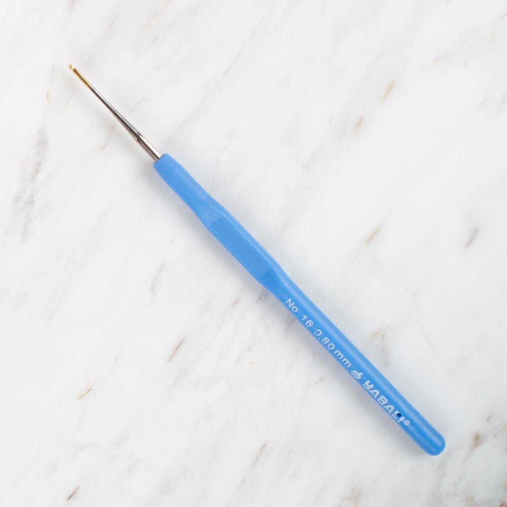 Yabalı Golden Tip Elastic Handle No. 16 0.80mm Crochet Hook, Blue