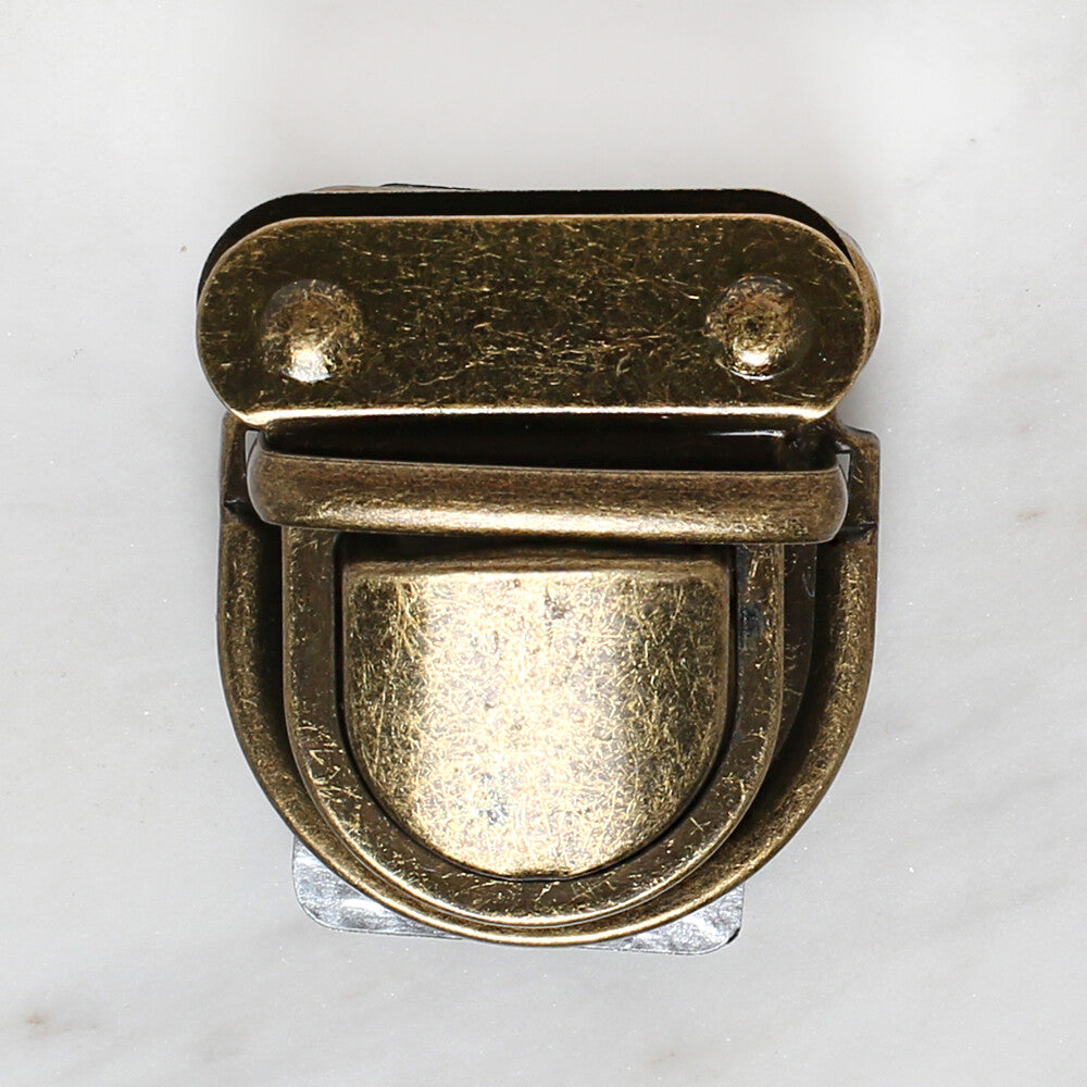 Loren Large Size Metal Bag Tuck Lock, Antique Yellow