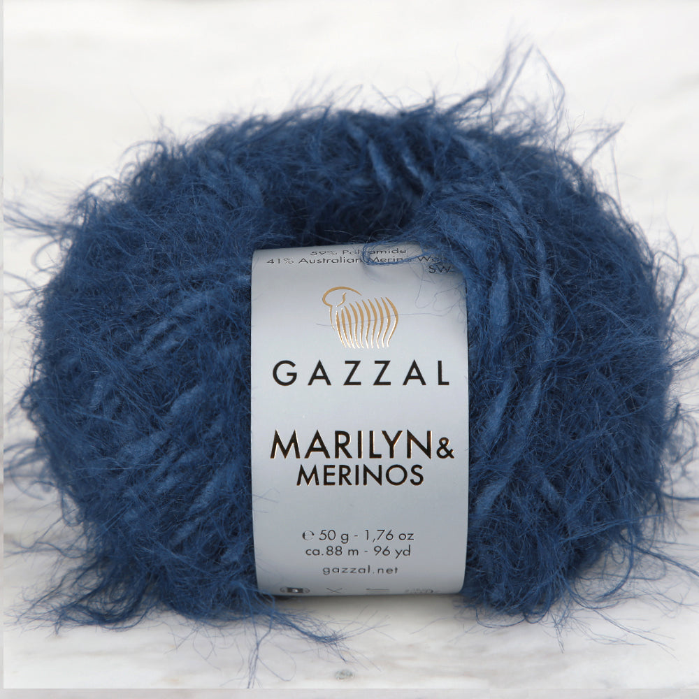 Gazzal Marilyn&Merinos Hand Knitting Yarn, Navy Blue - 8274